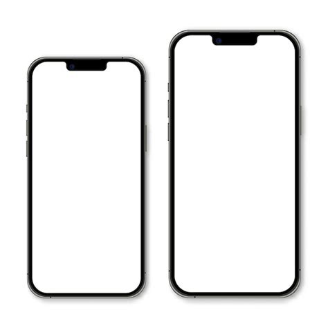 현실적인 모델 스마트 폰 스마트 폰 모형 장치 전면보기 그림자 벡터 일러스트와 함께 3d 휴대 전화 프리미엄 벡터