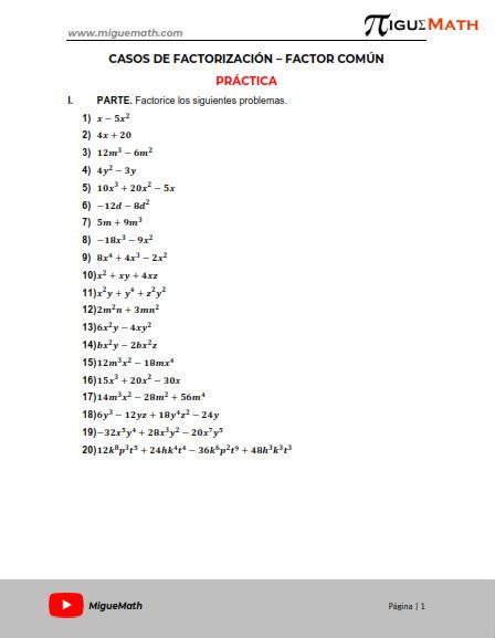 Factor ComÚn Miguemath