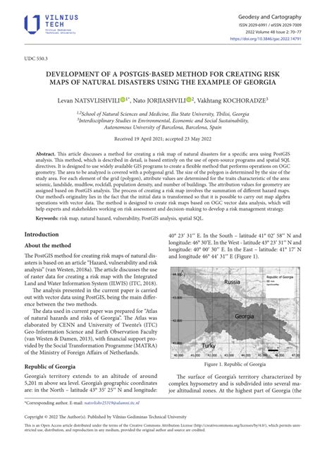 Pdf Development Of A Postgis Based Method For Creating Risk Maps Of Natural Disasters Using