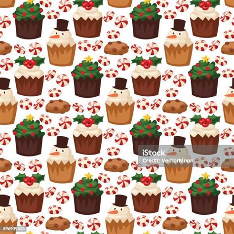쿠키 전통적인 크리스마스 음식 완벽 한 패턴 배경 디저트 휴일 장식 크리스마스 달콤한 축 하 식사 벡터 일러스트 레이 션 겨울에 대한 스톡 벡터 아트 및 기타 이미지