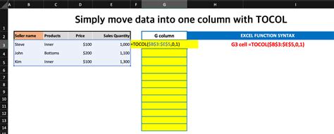 How To Sort Excel Data Into One Column And One Line Tocol Function