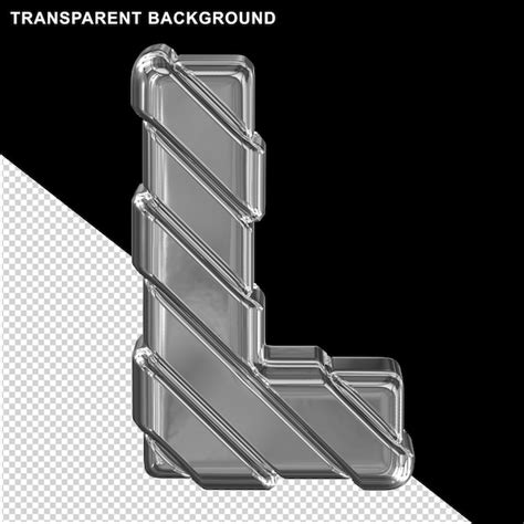 대각선 스트랩 3d 대문자 L와 은색 글자 프리미엄 Psd 파일