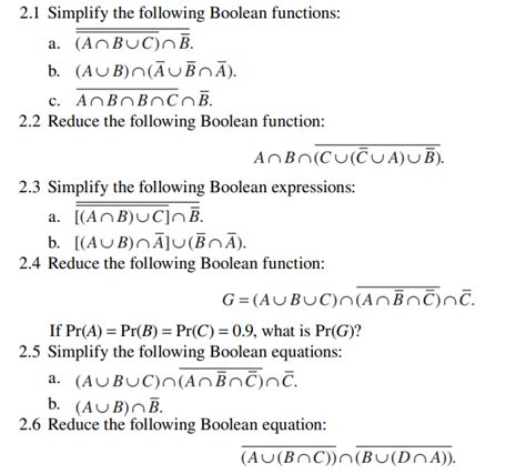 Solved 21 Simplify The Following Boolean Functions A