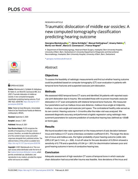 Pdf Traumatic Dislocation Of Middle Ear Ossicles A New Computed