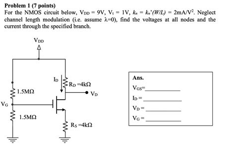 Solved Problem 1 7 Points For The NMOS Circuit Below Chegg Com