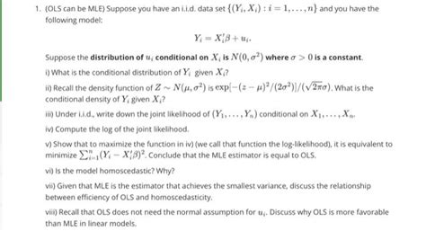 Solved 1 Ols Can Be Mle Suppose You Have An Iid Data
