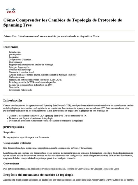 Cómo Comprender Los Cambios De Topología De Protocolo De Spanning Tree Pdf Redes De