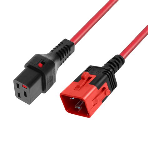 C20 Dual Iec Lock To C19 Iec Lock Cable Length 3000mm Red Critical Power Supplies
