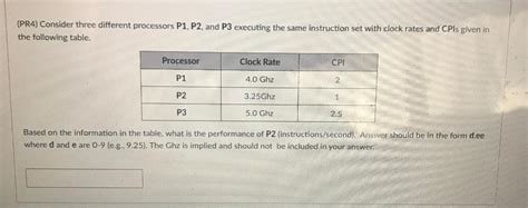 Solved Pr4 Consider Three Different Processors P1 P2 And