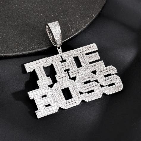 Personalised Iced Out Letters Words Pendant With Cuban Chain Custom