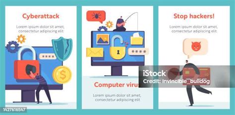 암호 피싱 해커 공격 만화 배너 해커가 인터넷에서 개인 데이터를 훔치는 행위 사이버 보안 개념 네트워크 보안에 대한 스톡 벡터