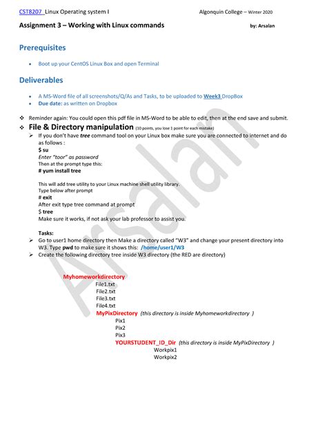 week 3 assignment assignment 3 working with linux commands by