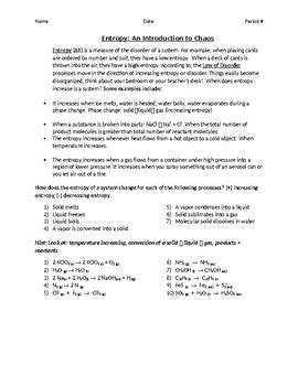 Entropy Explanation And Practice Problems By Ms Stricklin Chemistry Corner