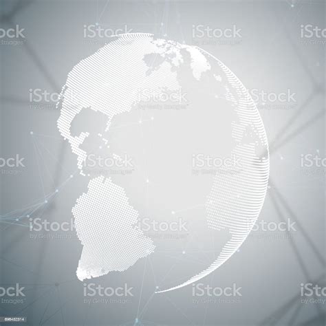 미래 네트워크 셰이프를 추상화 합니다 첨단 기술 배경 선 및 점 다각형 선형 연결 회색 세계 세계입니다 글로벌 네트워크 연결