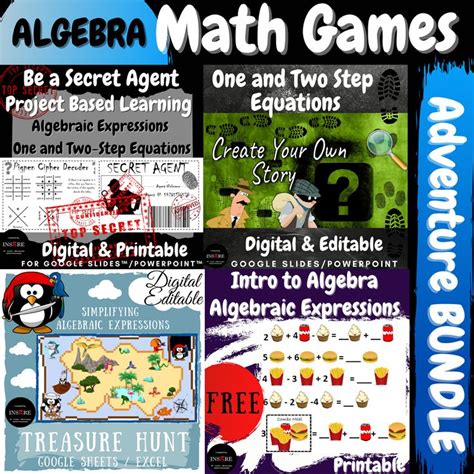 Algebra End Of The Year Activities Fun Math Bundle Pbl Project Games Escape Room Math Bundle