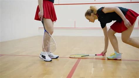 Women Squash Player Spins Racket And Beg Stock Video Pond5