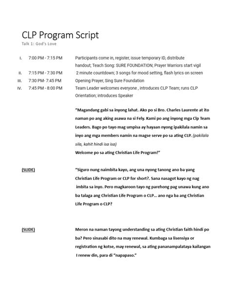 clp program script pdf
