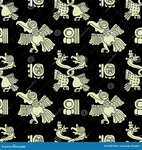 Background Seamless Pattern In Maya Style Stock Vector Illustration