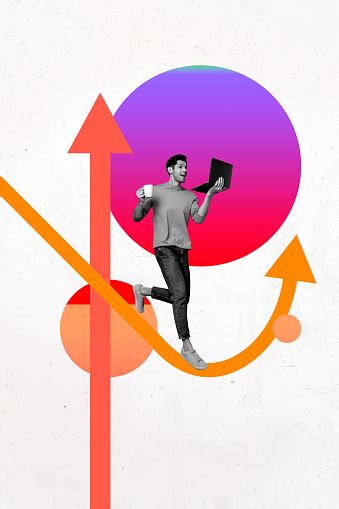 수직 스케치 3d 콜라주 포스터 행복 사업가 실행 노트북 화살표 개발 경력 승진 보류 커피 컵 성공 25 29세에 대한 스톡 사진 및 기타 이미지 Istock