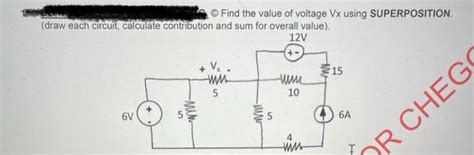 solved find the value of voltage vx using superposition