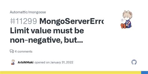 Mongoservererror Limit Value Must Be Non Negative But Received