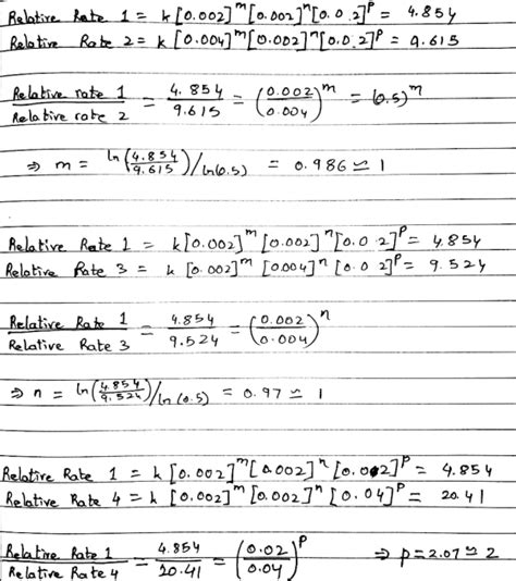 need help with relative rate problems experiment 21 data and