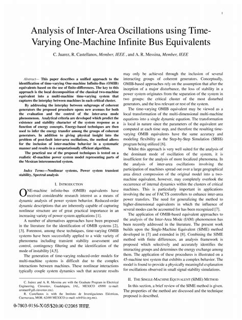 Analysis Of Inter Area Oscillations Using Timevarying One Machine
