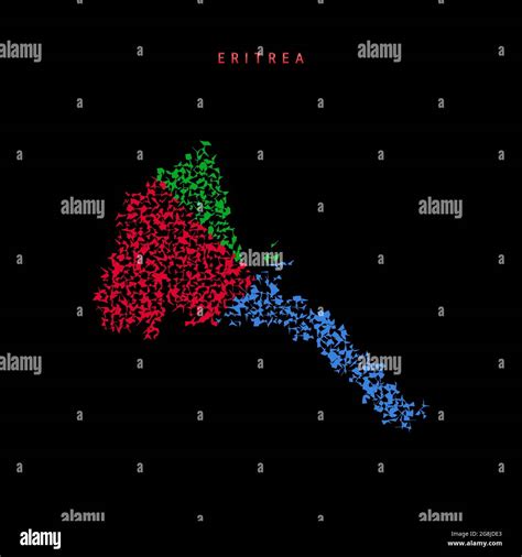 Eritrea Flag Map Chaotic Particles Pattern In The Colors Of The Eritrean Flag Vector
