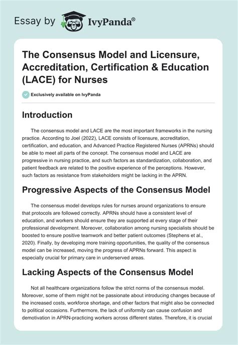 The Consensus Model And Licensure Accreditation Certification