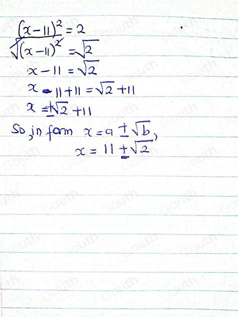 Solved Solve X 1122 Give Your Answers In The Form Xa± Sqrtb Where A And B Are Integers