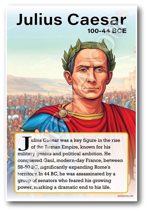 Julius Caesar Roman General Biography Poster 18 X 12 Inch