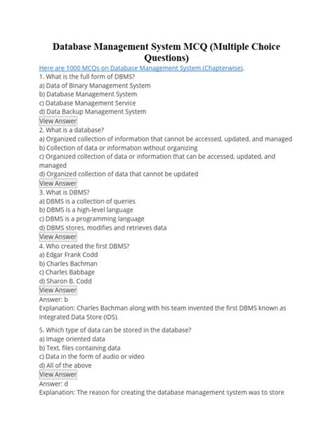 database management system mcq pdf relational database relational