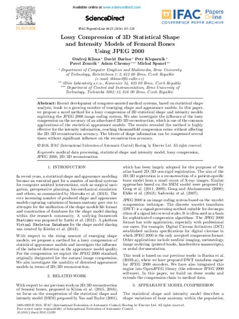 Pdf Lossy Compression Of 3d Statistical Shape And Intensity Models Of
