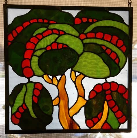 Stained Glass Panel With Tree Design