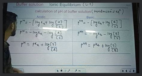 Buffer Solution Ionic Equilibrium L 5 Calculation Of Mathrm Ph Of Buf