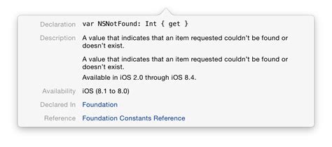 Ios What Is The Availability Of Nsnotfound Stack Overflow