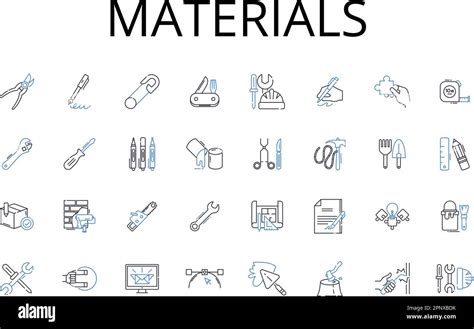 Materials Line Icons Collection Comestibles Ingredients Elements Compnts Resources