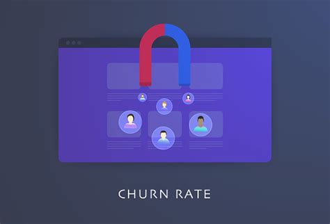 이탈률 개념 비즈니스가 보유한 고객 수와 가치 비용의 마케팅 메트릭입니다 웹 사이트와 고객을 유치 하는 자석플랫 디자인 벡터 일러스트 금융에 대한 스톡 벡터 아트 및 기타