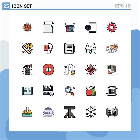 Filled Line Flat Color Pack Of 25 Universal Symbols Of Programming Develop Document Coding