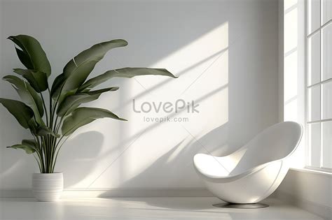 흰색 의자와 녹색 식물을 갖춘 현대적인 객실 내부 사진 무료 다운로드 Lovepik