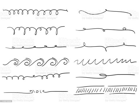 손으로 그린 텍스트 구분선 낙서 장식 페이지 장식품 테두리 선 및 월계관은 흰색 배경에 격리된 디자인 요소를 설정합니다 개념에 대한 스톡 벡터 아트 및 기타 이미지 Istock