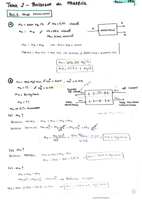 tema 2 problemes exercicis resolts del tema 2 balanços de matèria