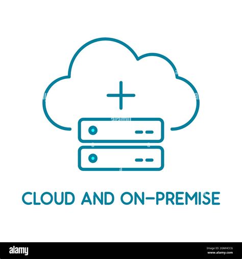 Cloud And On Premise Service Line Icon Local Network And Cloud Based Solutions In House