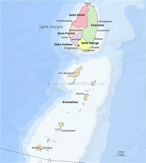 Saint Vincent And The Grenadines Map Geographical Features Of Saint