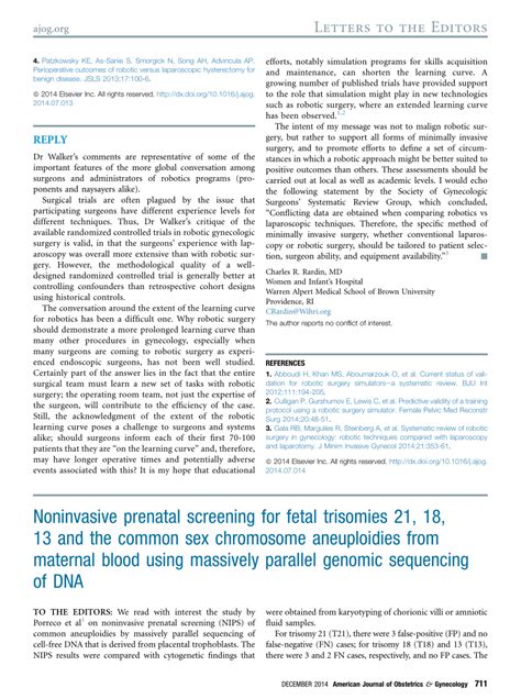 Pdf Reply To Noninvasive Prenatal Screening For Fetal Trisomies 21 18 13 And The Common Sex