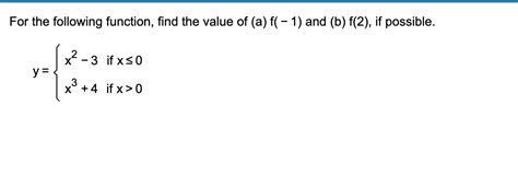 solved for the following function find the value of