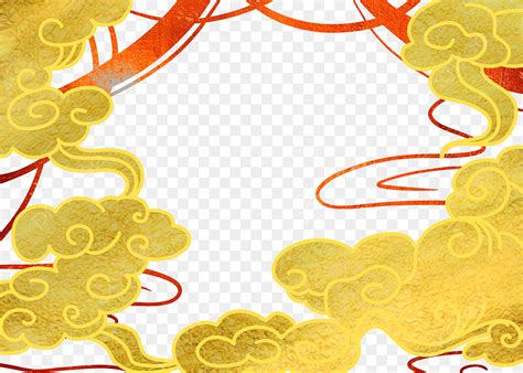 황금 길조 구름 일러스트 물결 무늬 장식 테두리 골든 샹윤 구름 무늬 Png 일러스트 및 Psd 이미지 무료 다운로드 Pngtree