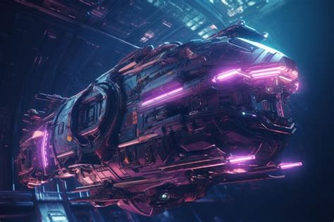 Premium Ai Image Cyberpunk Spaceship Generate Ai