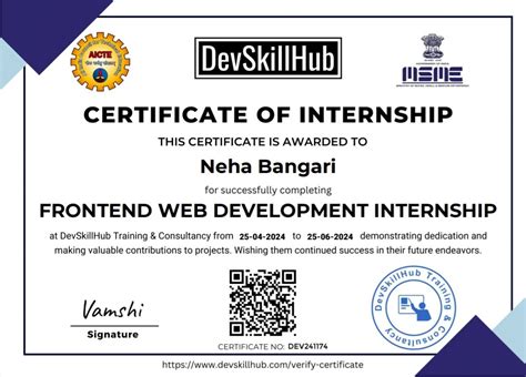 neha bangari on linkedin internship webdevelopment devskillhub