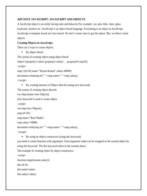 Advance Js Pdf Document Object Model Java Script